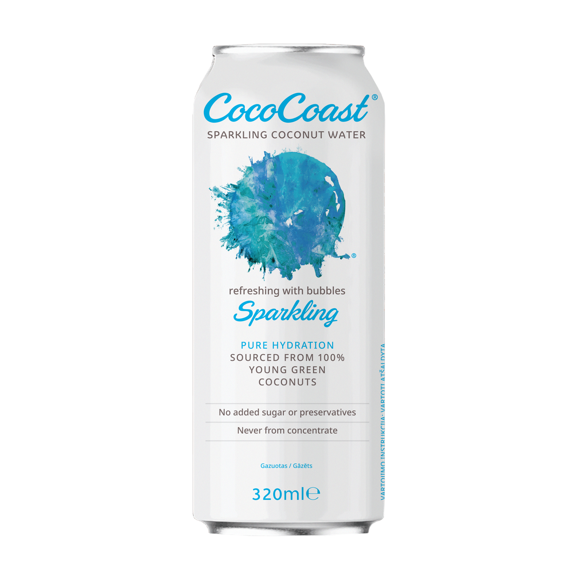 CocoCoast Sparkling Coconut Water Natural Flavor 24x320ml - SuperEngros.no